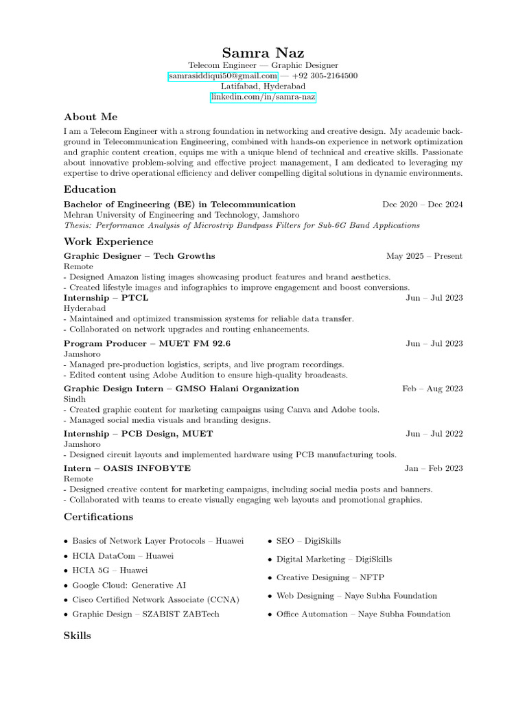 Samra Resume | PDF | Digital Technology | Information And Communications Technology