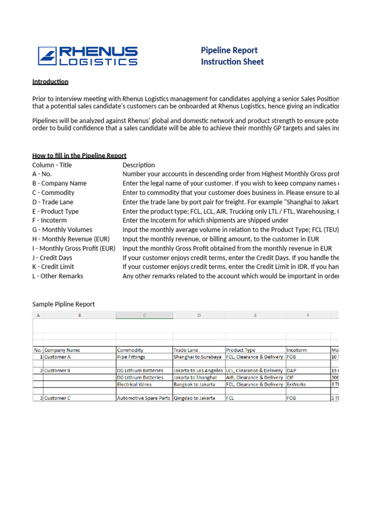 Pipeline Report Instruction Guide | PDF | Economies | Business
