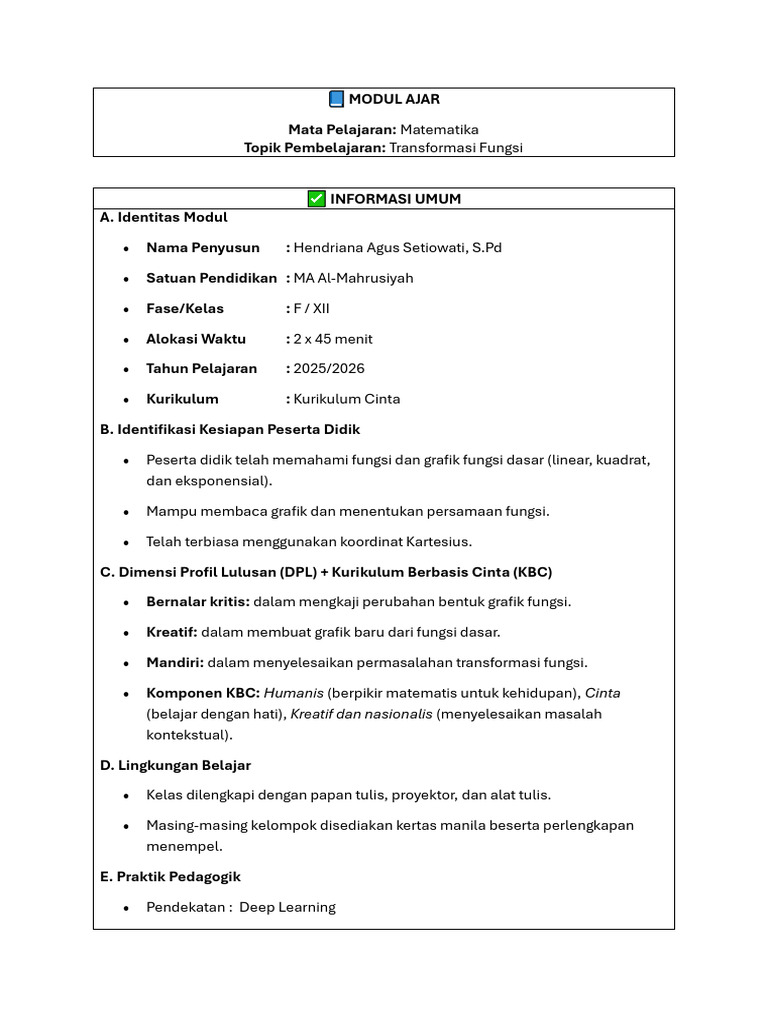 ? MODUL AJAR Transformasi DPL+KBC | PDF