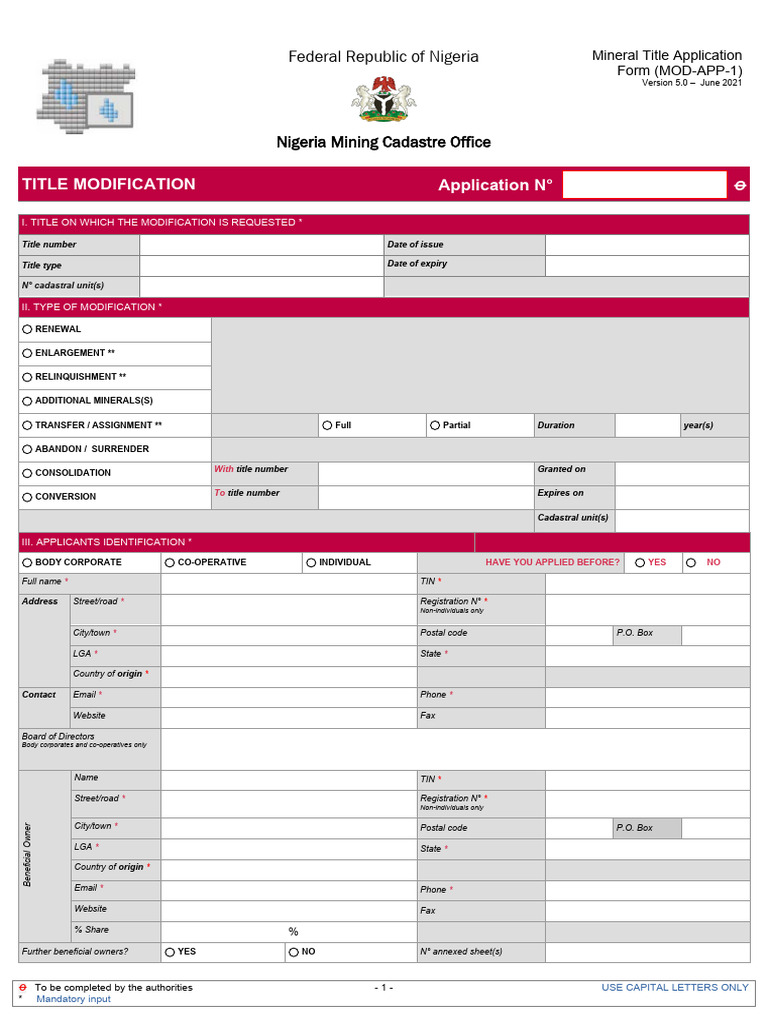 Application Form For A Modification of A Valid Title | PDF