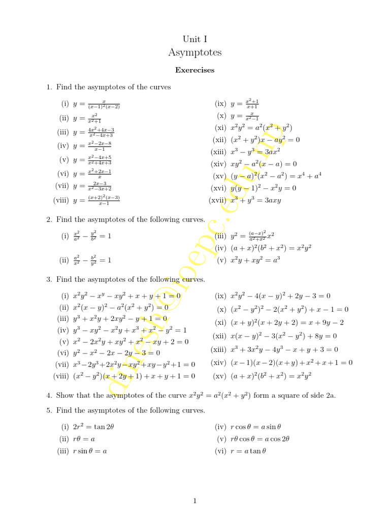 Asymptotes Assignment | PDF