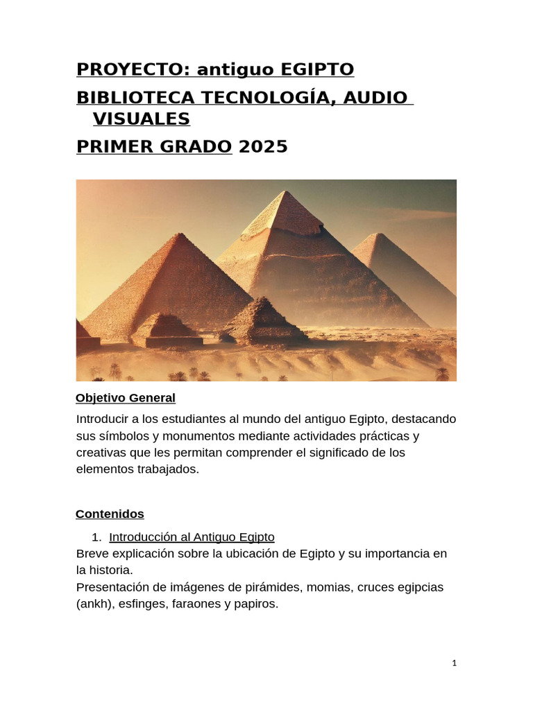Proyecto Egipto Biblioteca y Primer Grado Completo | PDF | Antiguo ...
