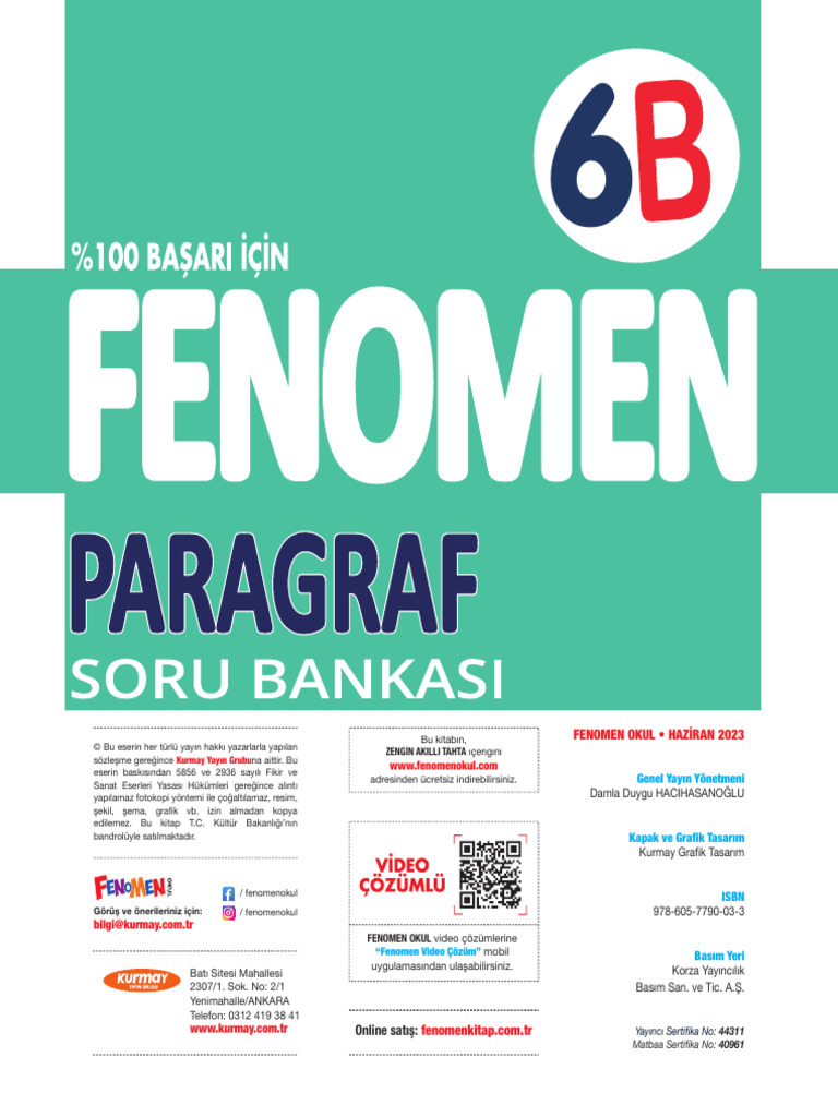Fenomen 6 Paragraf B Soru Bankasi 1 15 | PDF