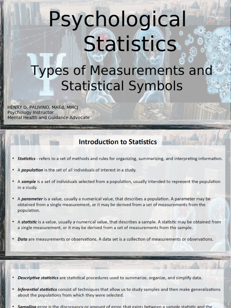 Types of Measurement and Statistical Symbols | PDF | Level Of ...