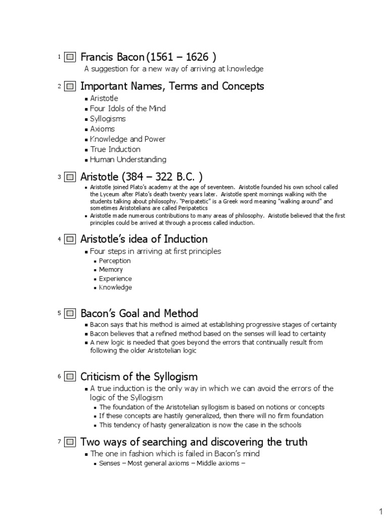 Francis Bacon | PDF | Aristotle | Inductive Reasoning