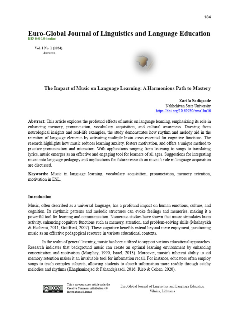 The Impact of Music On Language Learning A Harmoni | PDF | Language ...