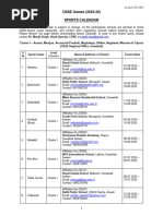 CBSE Sports Calendar (2025-26) | PDF