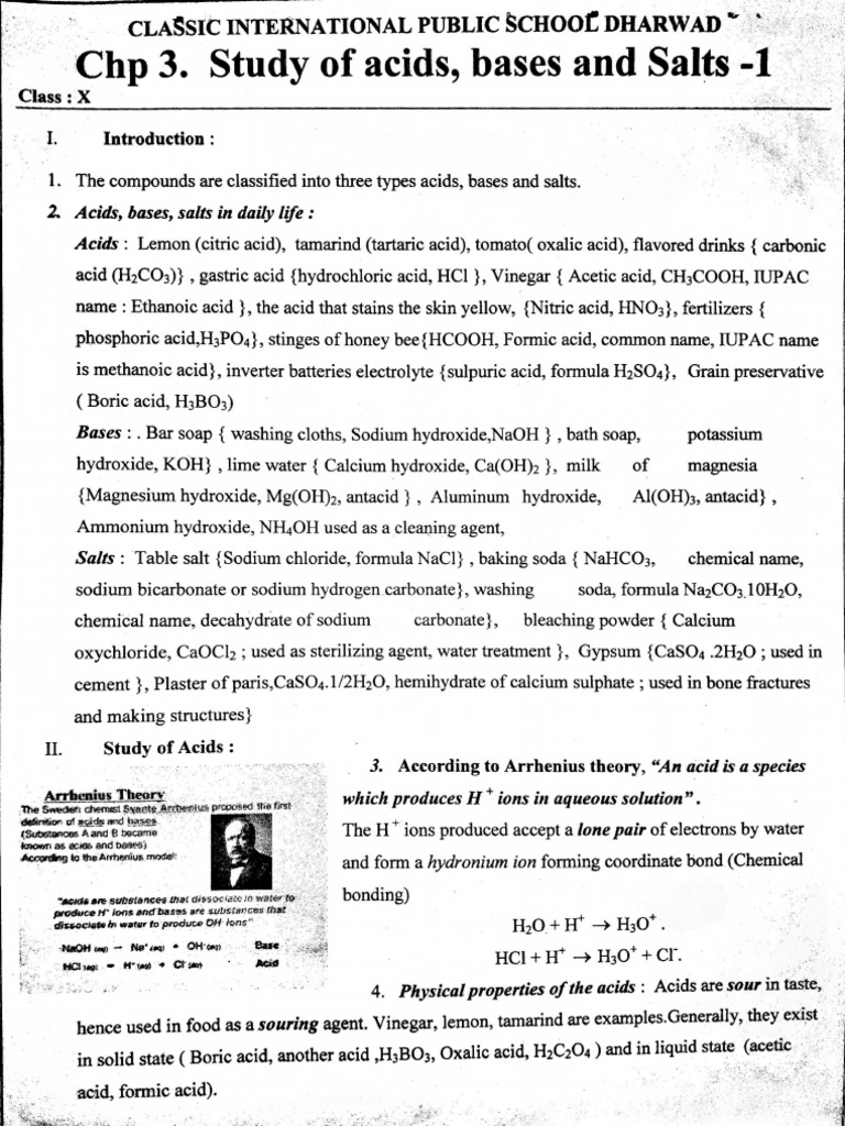Chem Notes For Acids | PDF