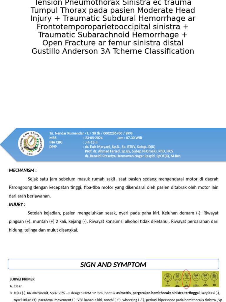 Tension Pneumothorax Sinistra Ec Trauma Tumpul Thorax Pada Pasien ...