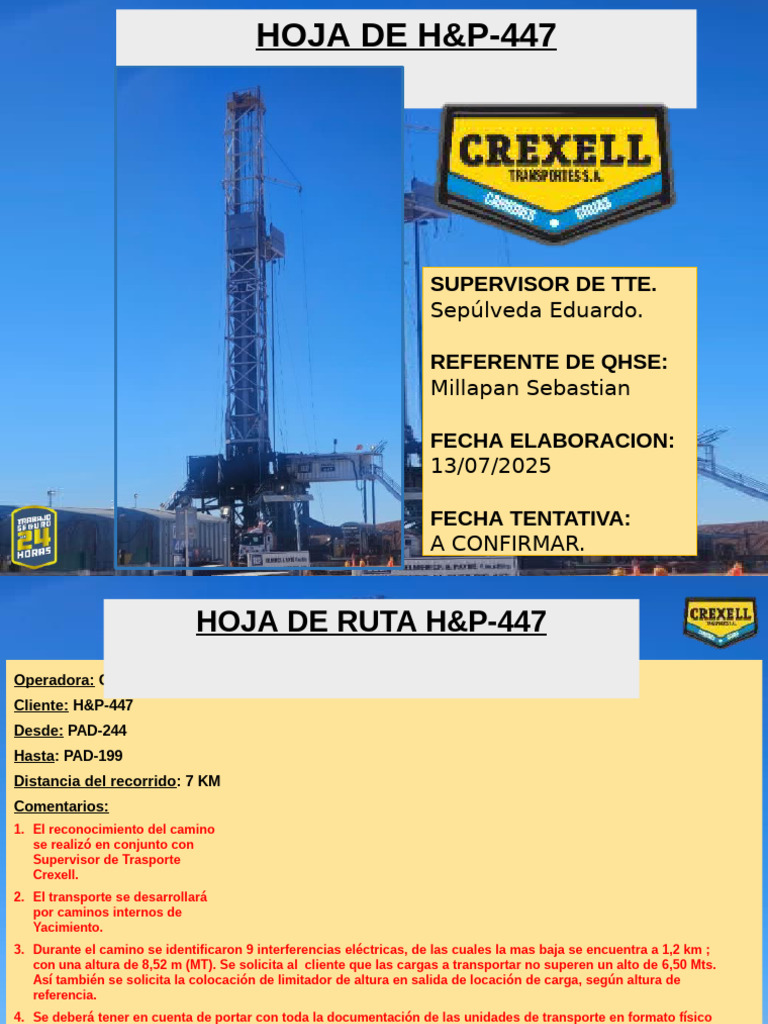 2025-07-13 HOJA DE RUTA H&P-447 | PDF