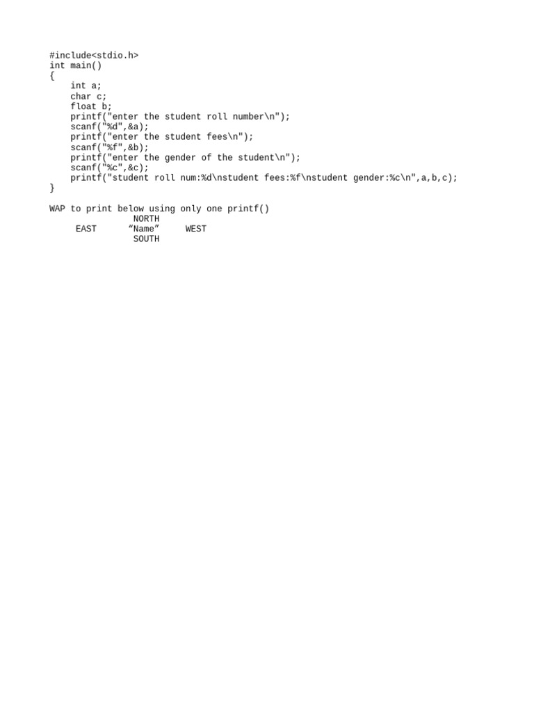 C Program for Student Info Input | PDF