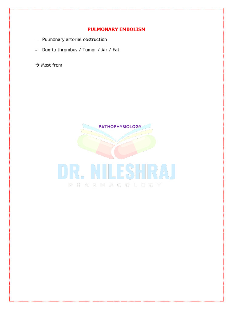 Understanding Pulmonary Embolism: Causes, Diagnosis, and Treatment ...