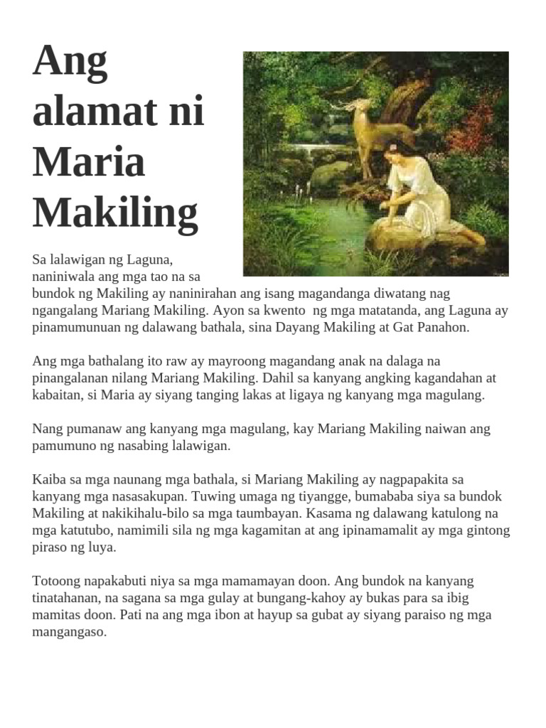 Ang Alamat Ni Maria Makiling | PDF