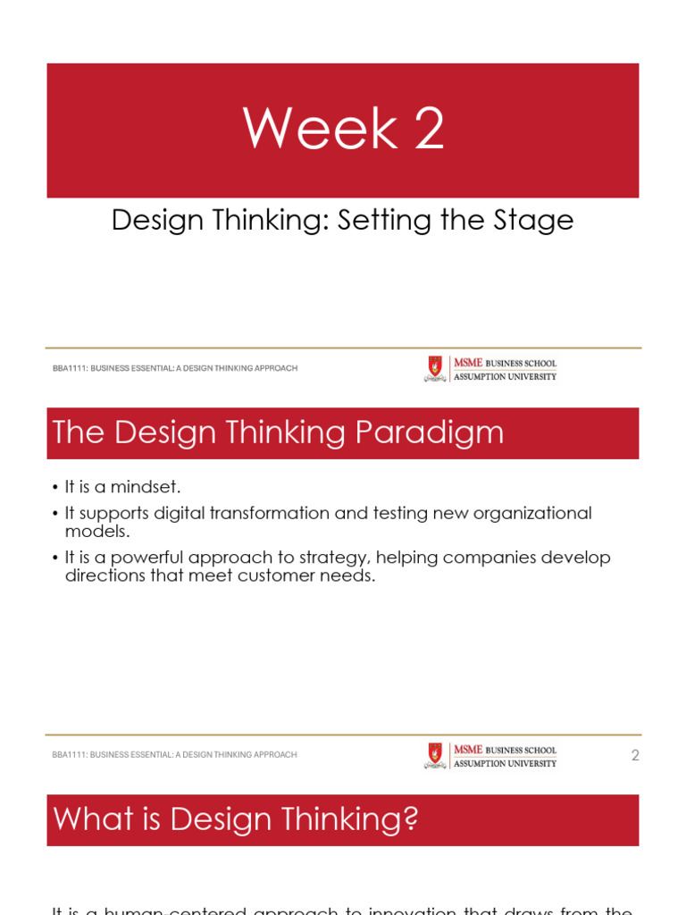 Week 2 - Design Thinking Setting The Stage | PDF | Design Thinking ...