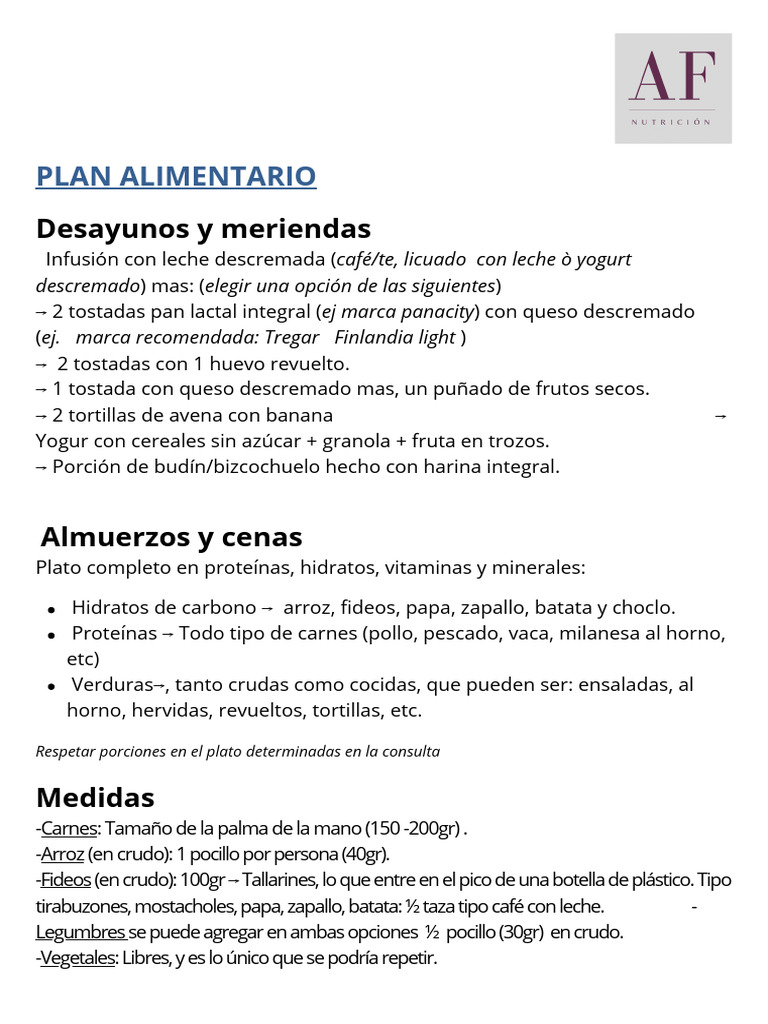 Plan Alimentario Saludable | PDF