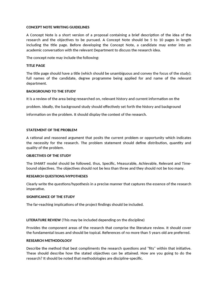Concept Note Writing Guidelines | PDF