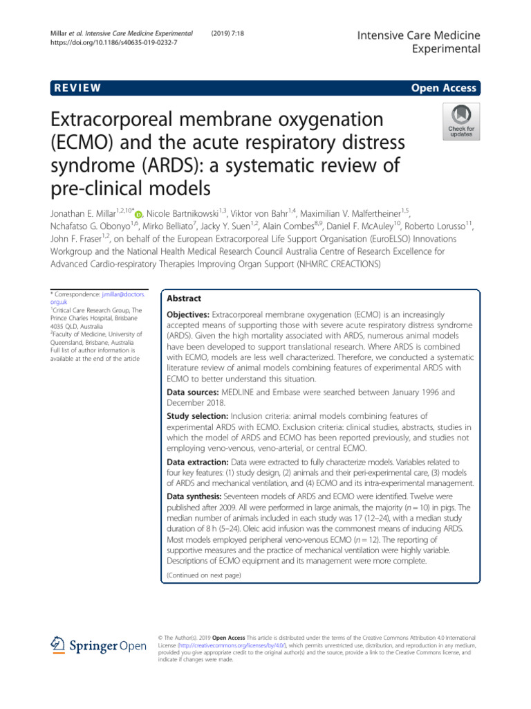 Extracorporeal Membrane Oxygenation ECMO | PDF | Anesthesia | Clinical ...