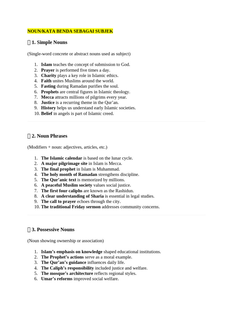Possessive Nouns in Islamic Context | PDF | Quran | Islam