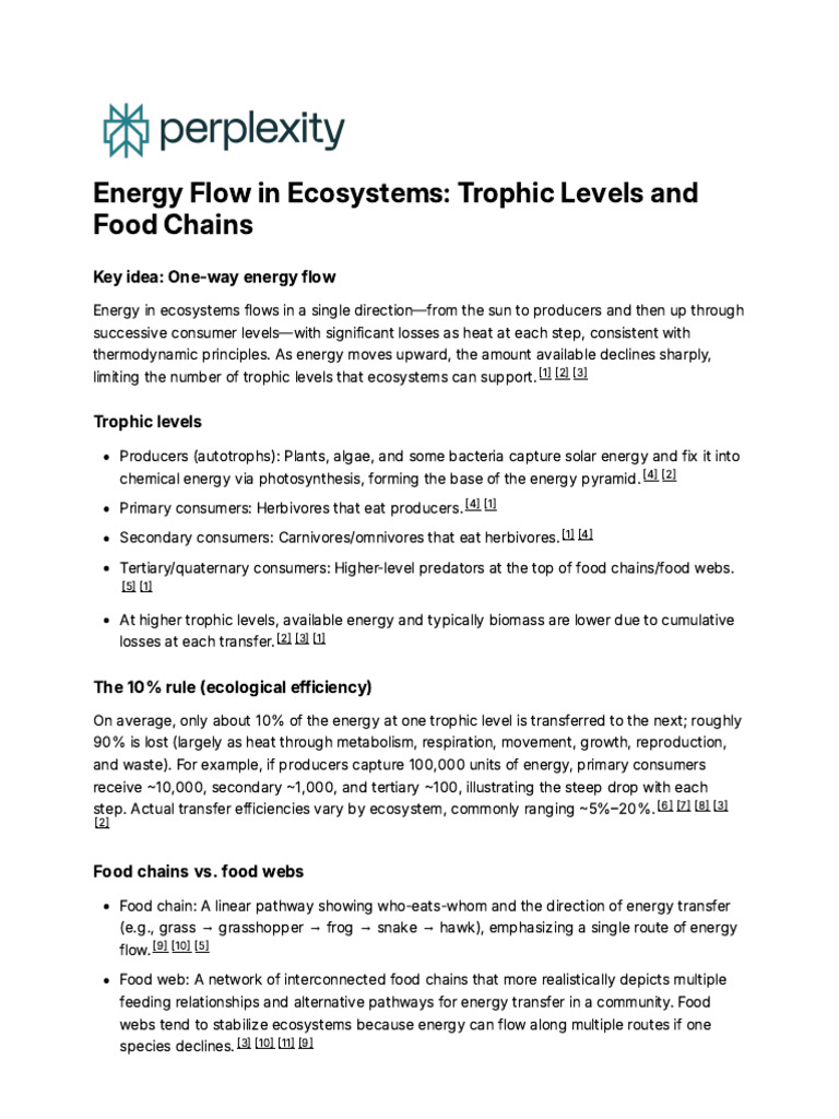 Energy Flow in Ecosystems - Trophic Levels and Food | PDF | Food Web ...