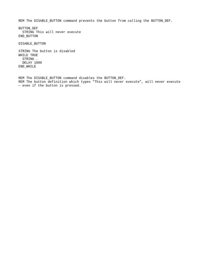 Disable Button Command Explained | PDF