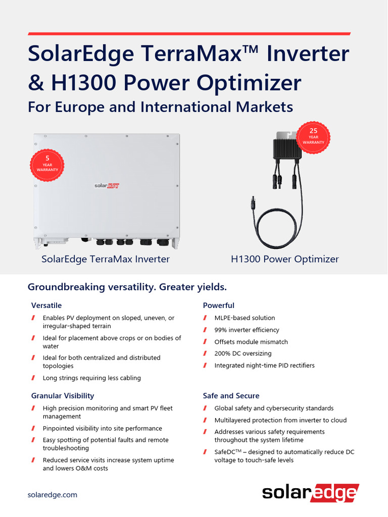 SolarEdge TerraMax Inverter Datasheet | PDF | Power Inverter ...