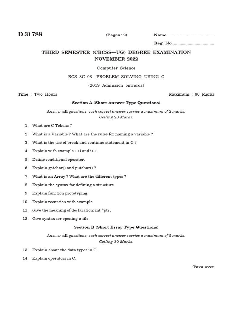 Bcs 3c 03-Problem Solving Using C | PDF | Computer Programming | Software Engineering