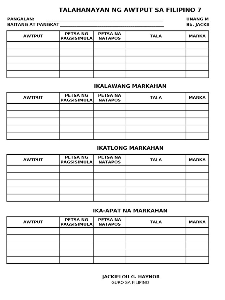 Talahanayan NG Awtput | PDF