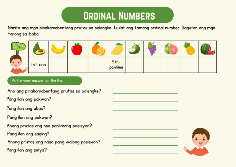 Ordinal Numbers Illustrative Mathematics Worksheet | PDF