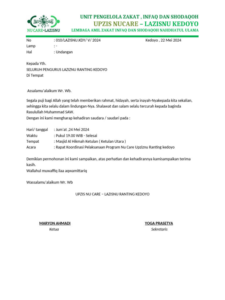 Undangan Laziznu | PDF