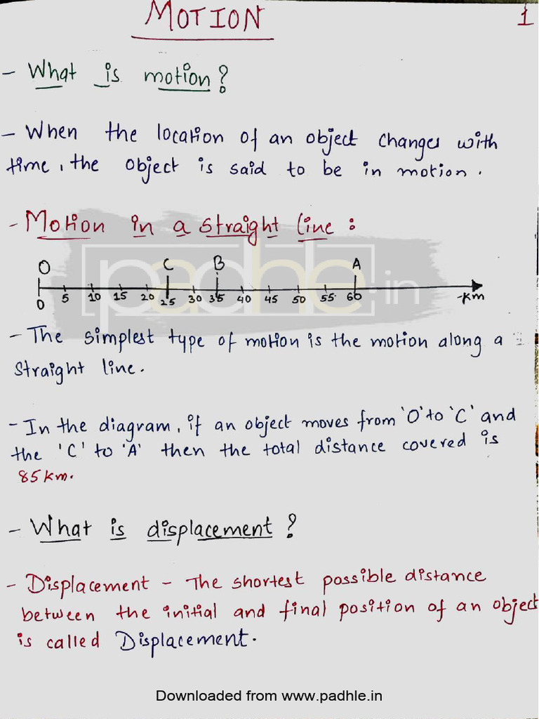 Padhlenotes 9 Science Ch8-Motion | PDF