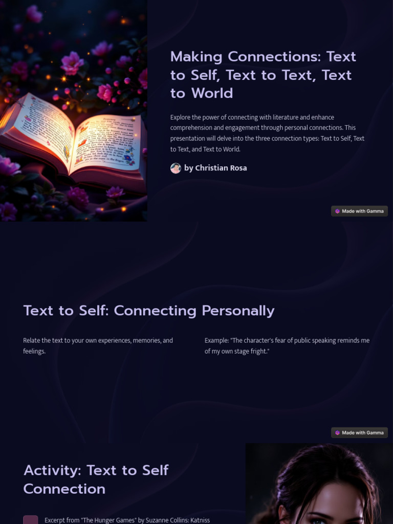 Making Connections Text To Self Text To Text Text To World | PDF