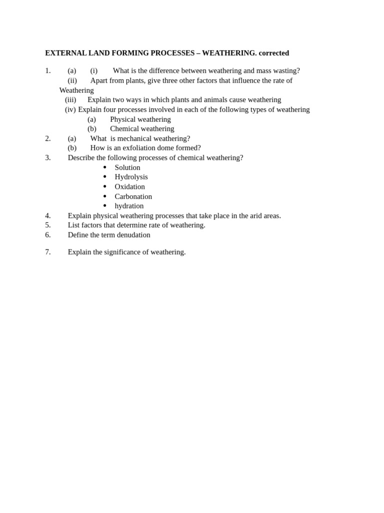 External Land Forming Processes - Weathering. Q | PDF