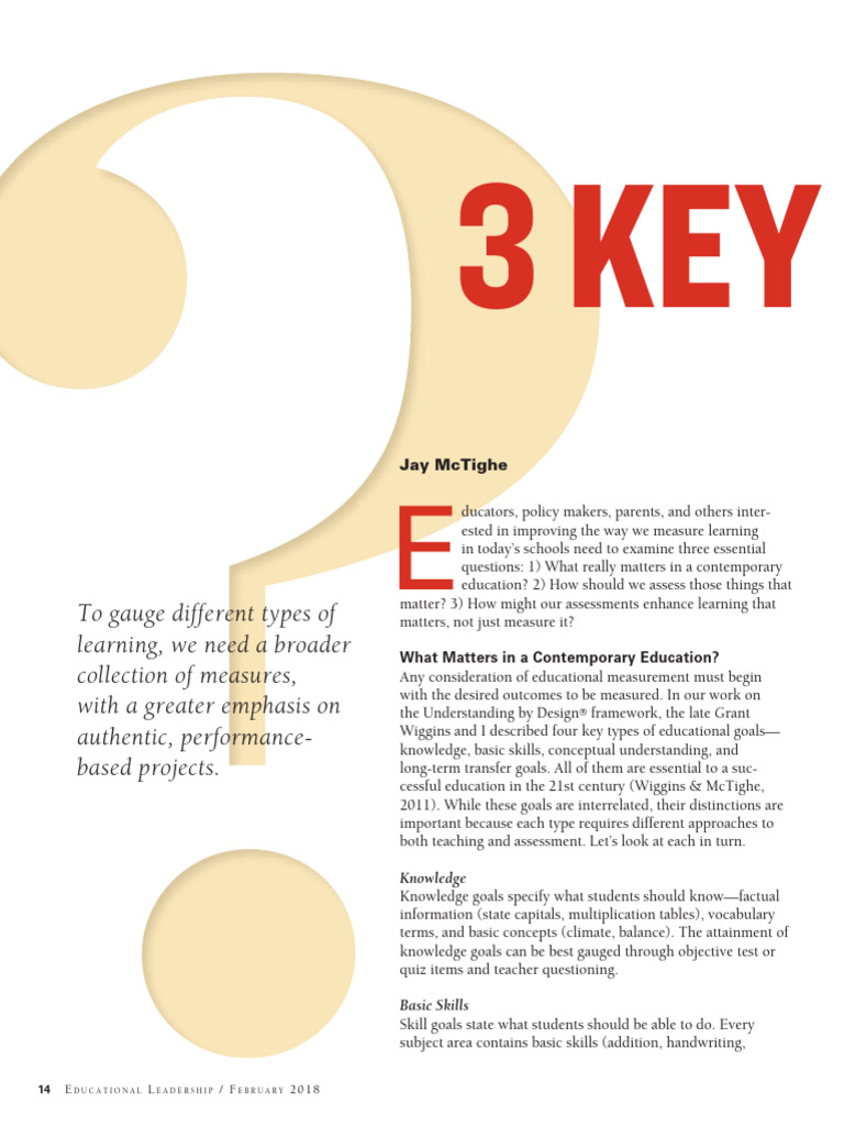 3 Key Questions On Measuring Learning | PDF | Educational Assessment ...