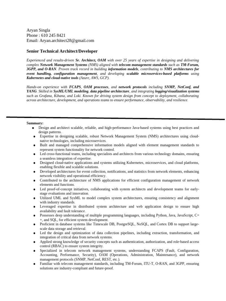 Senior Technical Architect in NMS Solutions | PDF | Cloud Computing ...