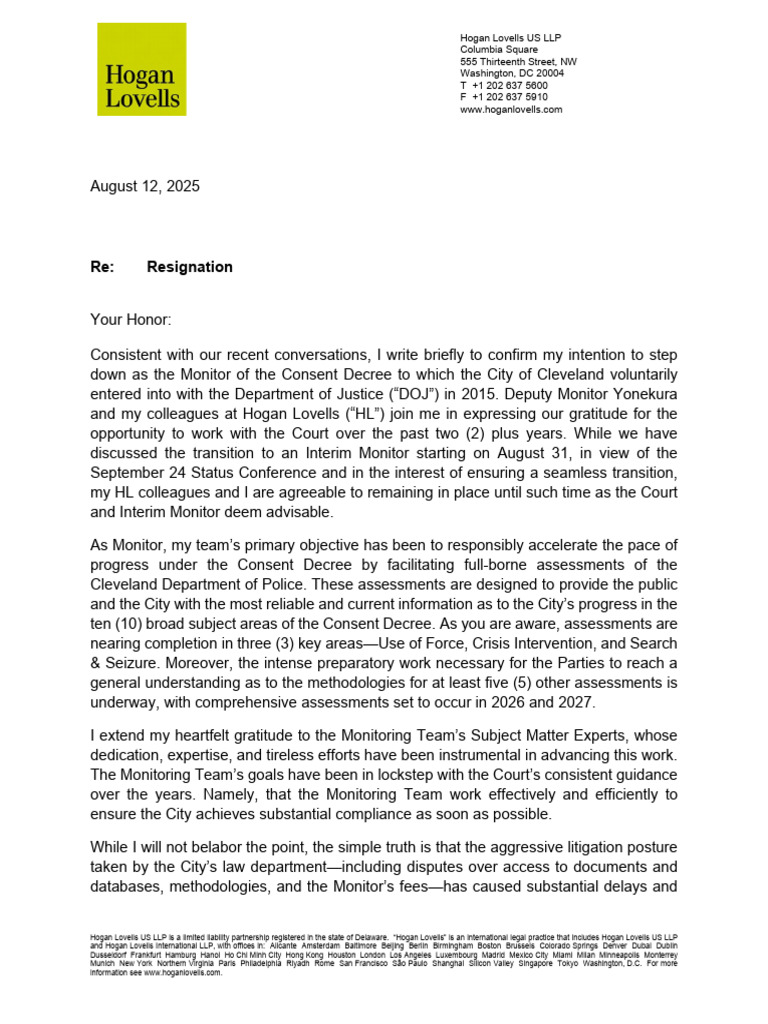 Karl Racine Resignation Letter | PDF