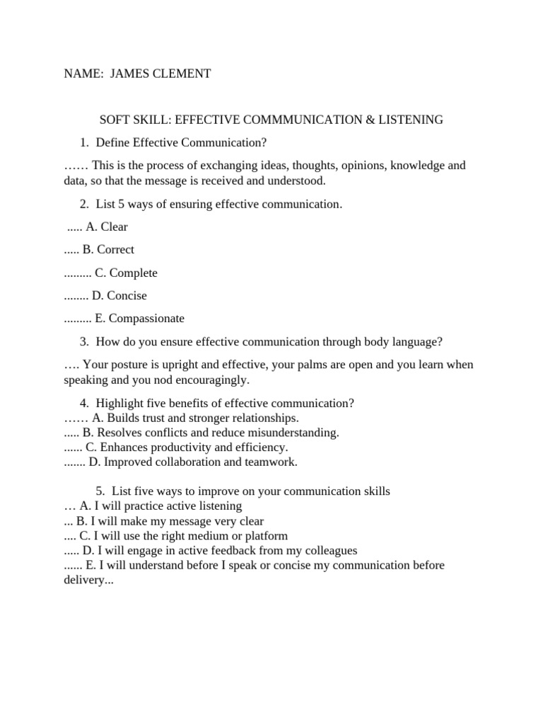 James Clement Effective Communication & Listening | PDF