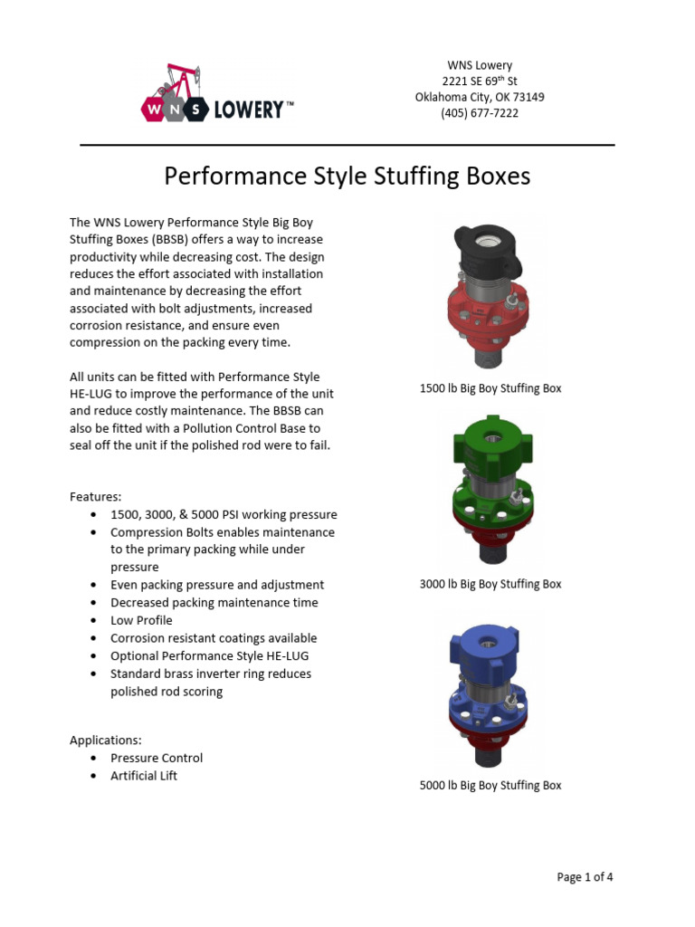 WNS Lowery Big Boy Stuffing Boxes | PDF | Materials | Mechanical ...