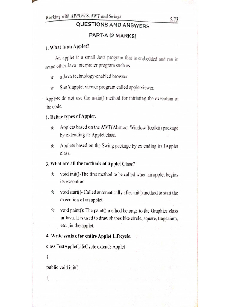 Java_UNIT - 5 2marks | PDF