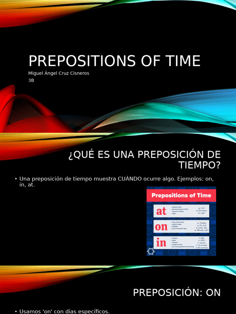 Prepositions of Time Miguel Cruz C | PDF