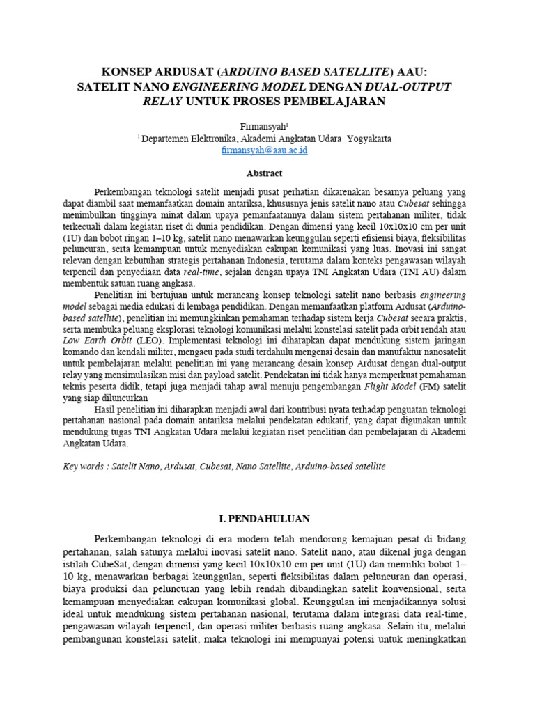 Konsep Ardusat untuk Pendidikan Satelit | PDF