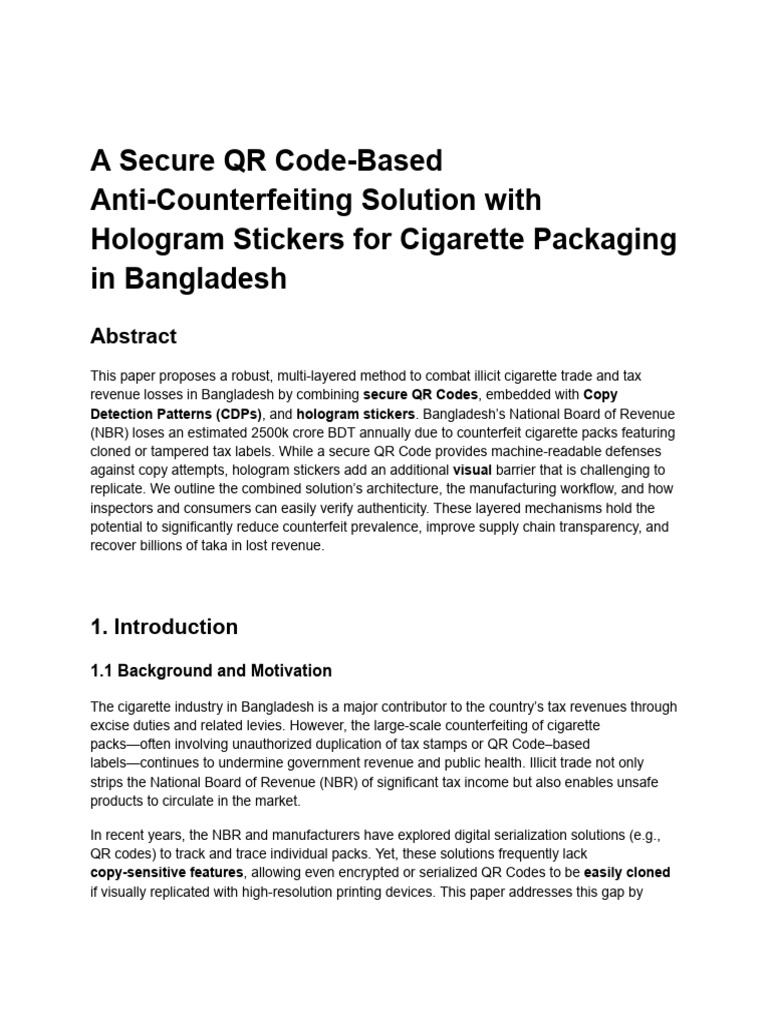 Anti Counterfeit System For NBR | PDF | Qr Code | Authentication