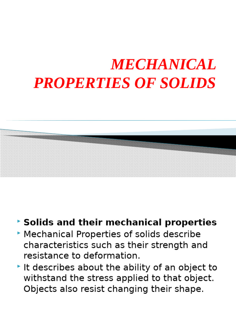 Mechanical Properties of Solids Explained | PDF | Deformation ...