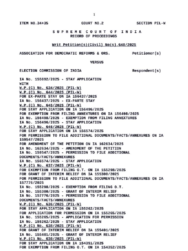 ASSOCIATION FOR DEMOCRATIC REFORMS AND ORS. Versus ELECTION COMMISSION ...
