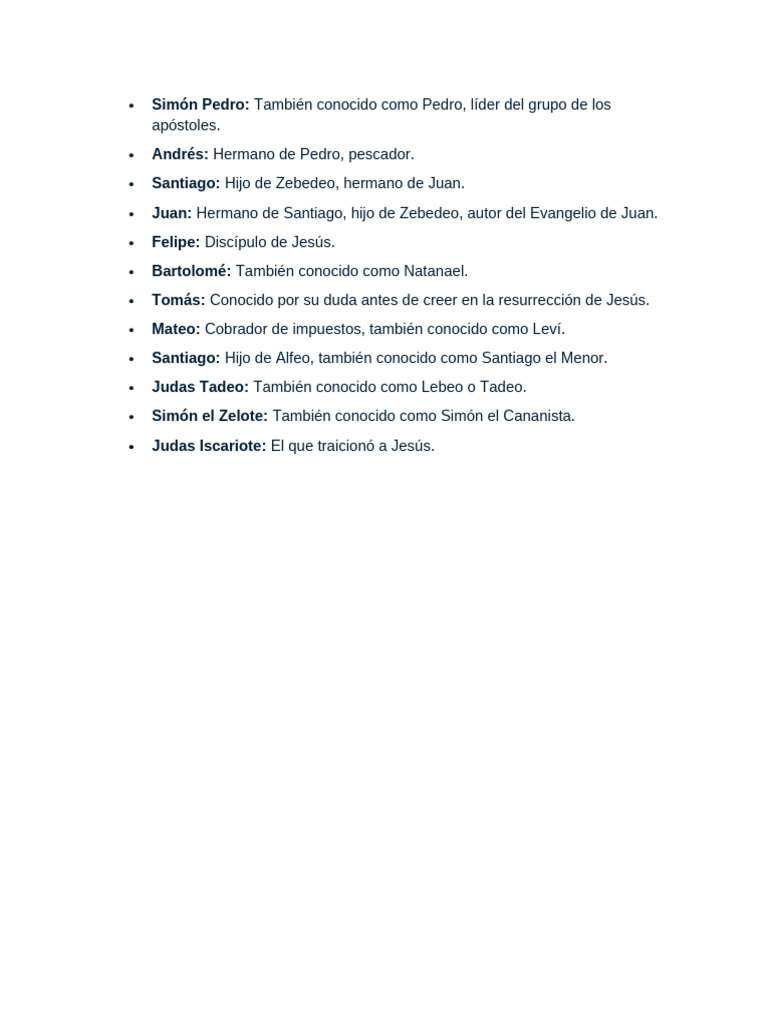 Imágenes y nombres de los 12 apóstoles | PDF