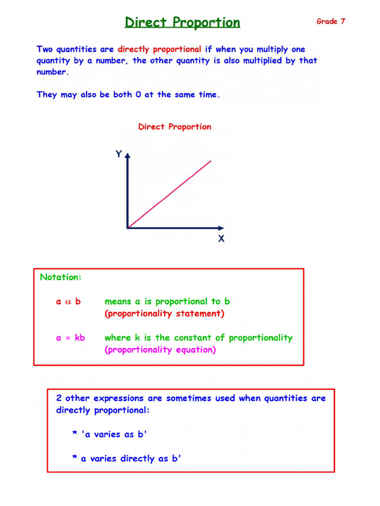 Direct Inverse Proportion Notes - Students To | PDF