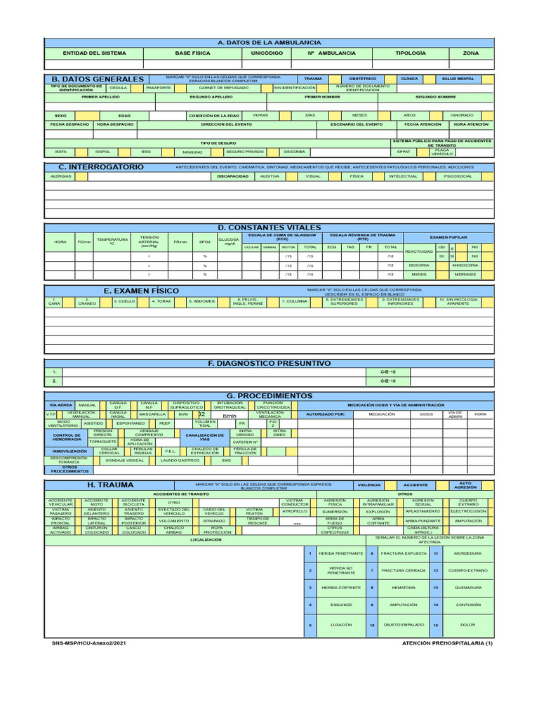 Formulario Anexo 002 MSP | PDF | Parto | Reanimación cardiopulmonar