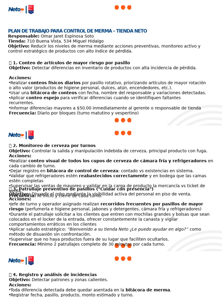 Plan de acción - merma Sierra | PDF