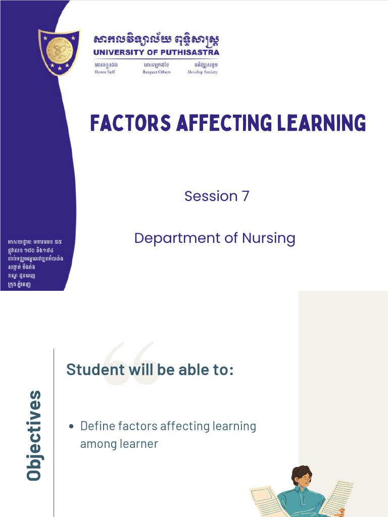 Session 7 Factors Affecting Learning | PDF | Psychological Resilience | Self Concept