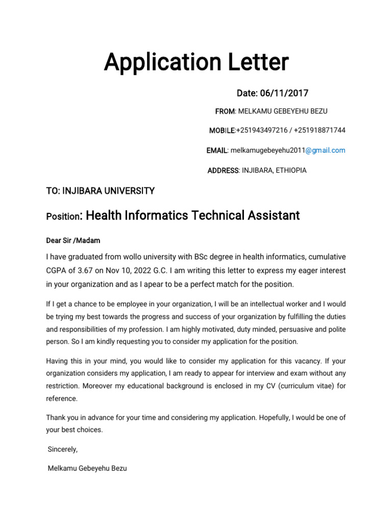 Application Letter 1 | PDF