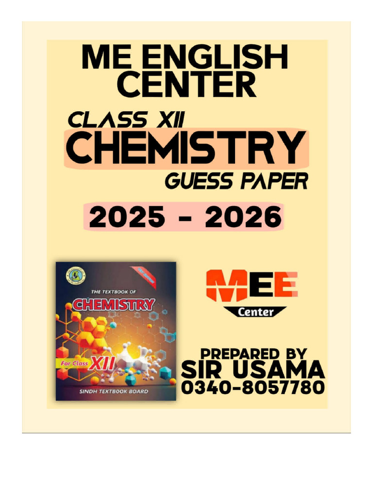 Class 12 Chemistry Guess Paper 2026 (2) | PDF | Ketone | Carboxylic Acid